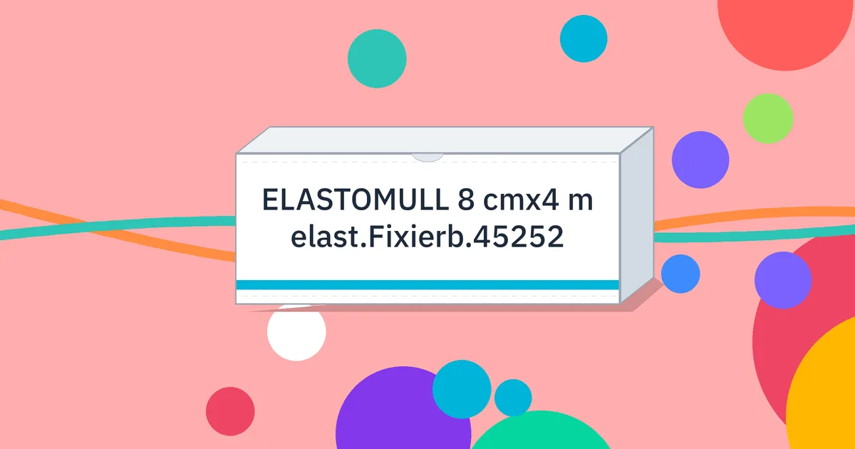 Symbolbild: Packung mit der Aufschrift ELASTOMULL 8 cmx4 m elast.Fixierb.45252 (PZN 15886601) – Verfügbarkeit und Bezug in Apotheken in Frankfurt am Main