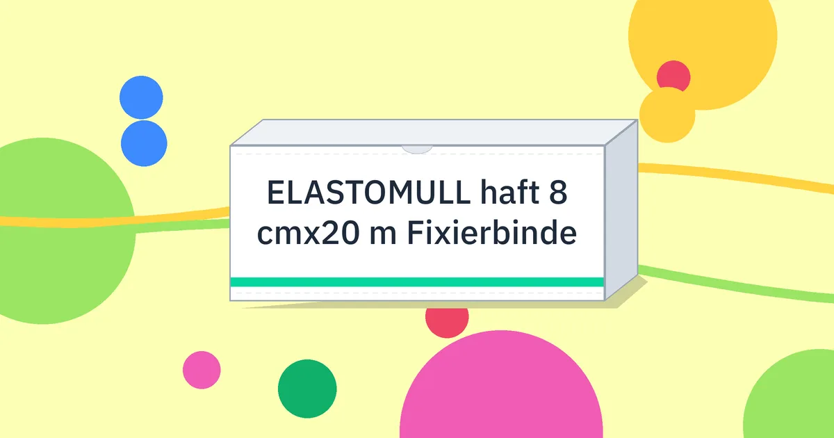 Symbolbild: Packung mit der Aufschrift ELASTOMULL haft 8 cmx20 m Fixierbinde (PZN 19533354) – Verfügbarkeit und Bezug in Apotheken in Frankfurt am Main