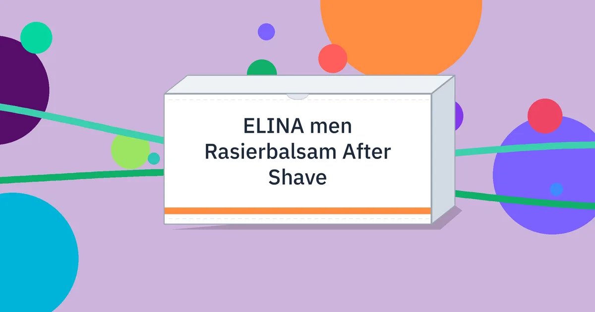 Symbolbild: Packung mit der Aufschrift ELINA men Rasierbalsam After Shave (PZN 11061252) – Verfügbarkeit und Bezug in Apotheken in Frankfurt am Main