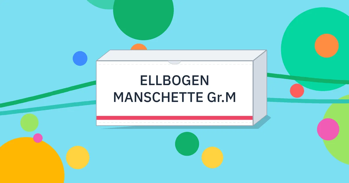 Symbolbild: Packung mit der Aufschrift ELLBOGEN MANSCHETTE Gr.M (PZN 05548240) – Verfügbarkeit und Bezug in Apotheken in Frankfurt am Main