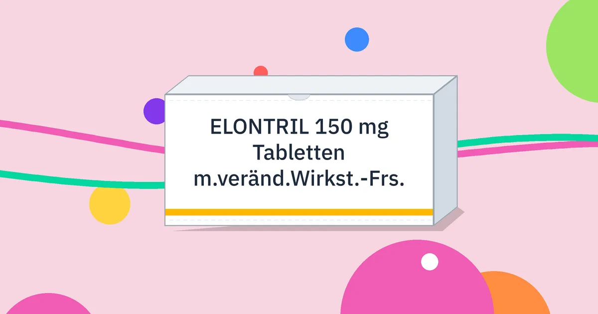 Symbolbild: Packung mit der Aufschrift ELONTRIL 150 mg Tabletten m.veränd.Wirkst.-Frs. (PZN 01256641) – Verfügbarkeit und Bezug in Apotheken in Frankfurt am Main