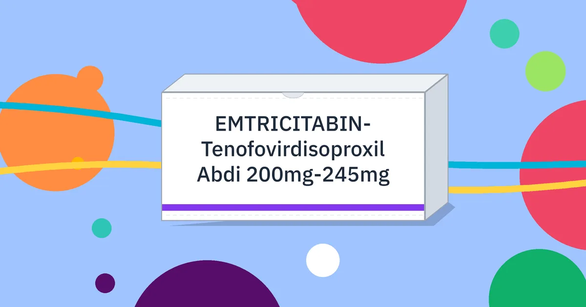 Symbolbild: Packung mit der Aufschrift EMTRICITABIN-Tenofovirdisoproxil Abdi 200mg-245mg (PZN 19366436) – Verfügbarkeit und Bezug in Apotheken in Frankfurt am Main
