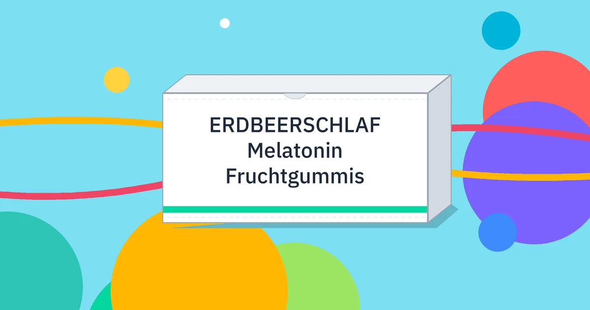 Symbolbild: Packung mit der Aufschrift ERDBEERSCHLAF Melatonin Fruchtgummis (PZN 19067811) – Verfügbarkeit und Bezug in Apotheken in Frankfurt am Main