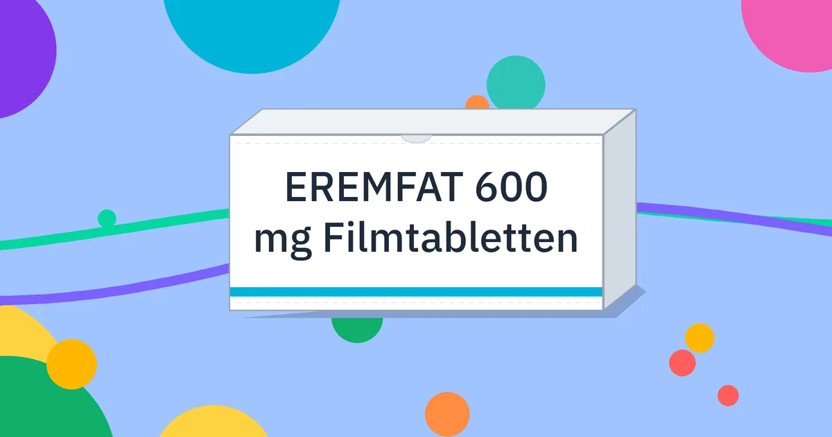 Symbolbild: Packung mit der Aufschrift EREMFAT 600 mg Filmtabletten (PZN 02591011) – Verfügbarkeit und Bezug in Apotheken in Frankfurt am Main