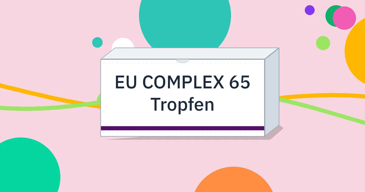 Symbolbild: Packung mit der Aufschrift EU COMPLEX 65 Tropfen (PZN 18351208) – Verfügbarkeit und Bezug in Apotheken in Frankfurt am Main