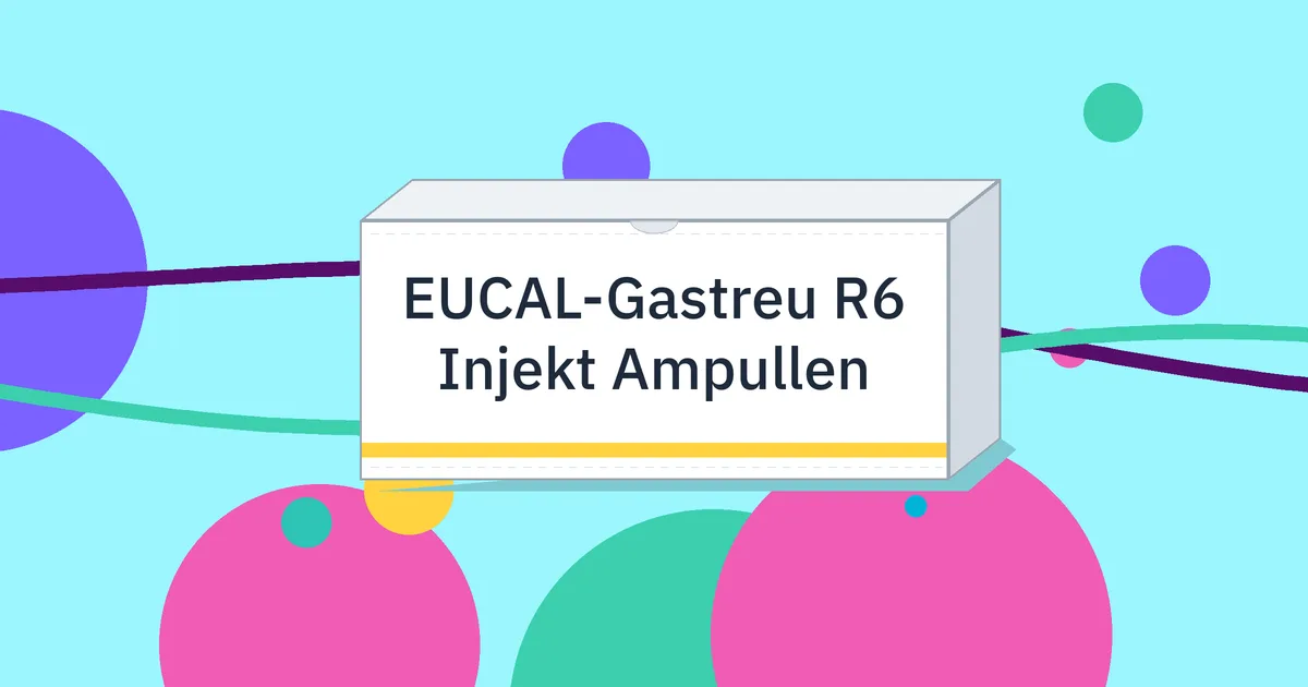 Symbolbild: Packung mit der Aufschrift EUCAL-Gastreu R6 Injekt Ampullen (PZN 04360758) – Verfügbarkeit und Bezug in Apotheken in Frankfurt am Main