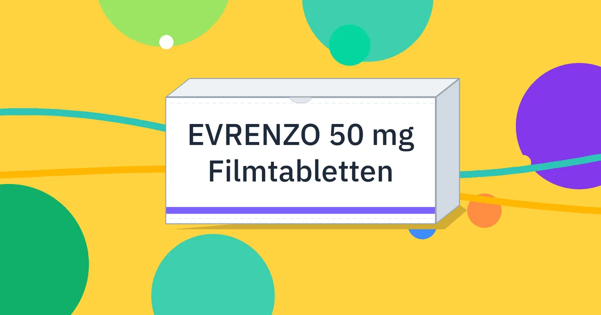 Symbolbild: Packung mit der Aufschrift EVRENZO 50 mg Filmtabletten (PZN 19224222) – Verfügbarkeit und Bezug in Apotheken in Frankfurt am Main
