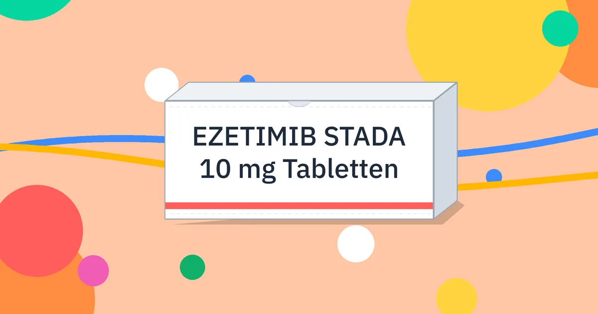 Symbolbild: Packung mit der Aufschrift EZETIMIB STADA 10 mg Tabletten (PZN 18109401) – Verfügbarkeit und Bezug in Apotheken in Frankfurt am Main