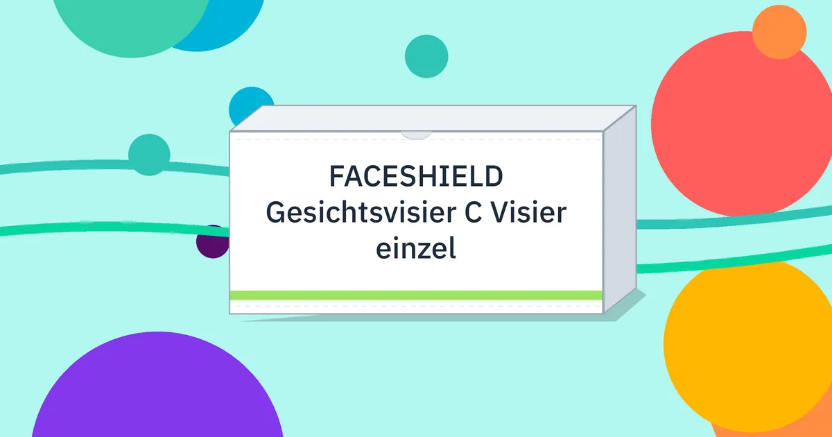 Symbolbild: Packung mit der Aufschrift FACESHIELD Gesichtsvisier C Visier einzel (PZN 16797704) – Verfügbarkeit und Bezug in Apotheken in Frankfurt am Main