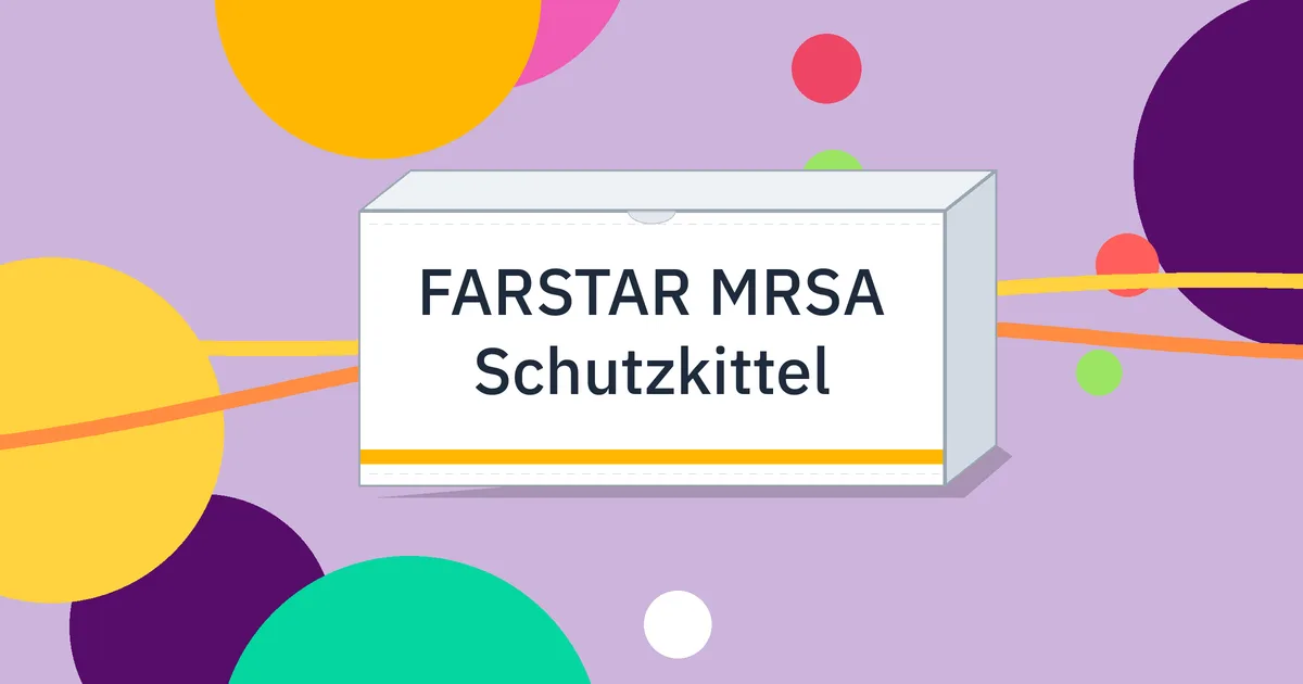 Symbolbild: Packung mit der Aufschrift FARSTAR MRSA Schutzkittel (PZN 09621086) – Verfügbarkeit und Bezug in Apotheken in Frankfurt am Main