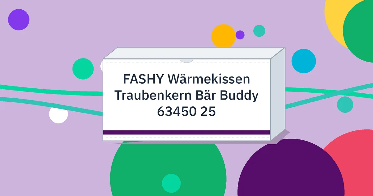 Symbolbild: Packung mit der Aufschrift FASHY Wärmekissen Traubenkern Bär Buddy 63450 25 (PZN 19136699) – Verfügbarkeit und Bezug in Apotheken in Frankfurt am Main