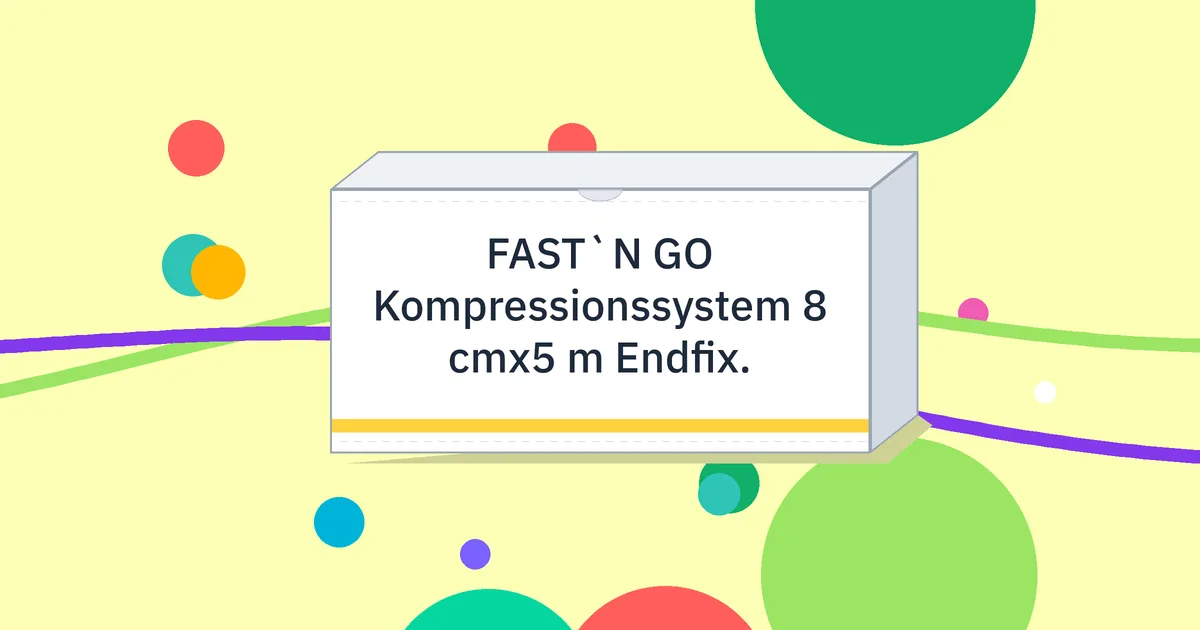 Symbolbild: Packung mit der Aufschrift FAST`N GO Kompressionssystem 8 cmx5 m Endfix. (PZN 14819318) – Verfügbarkeit und Bezug in Apotheken in Frankfurt am Main