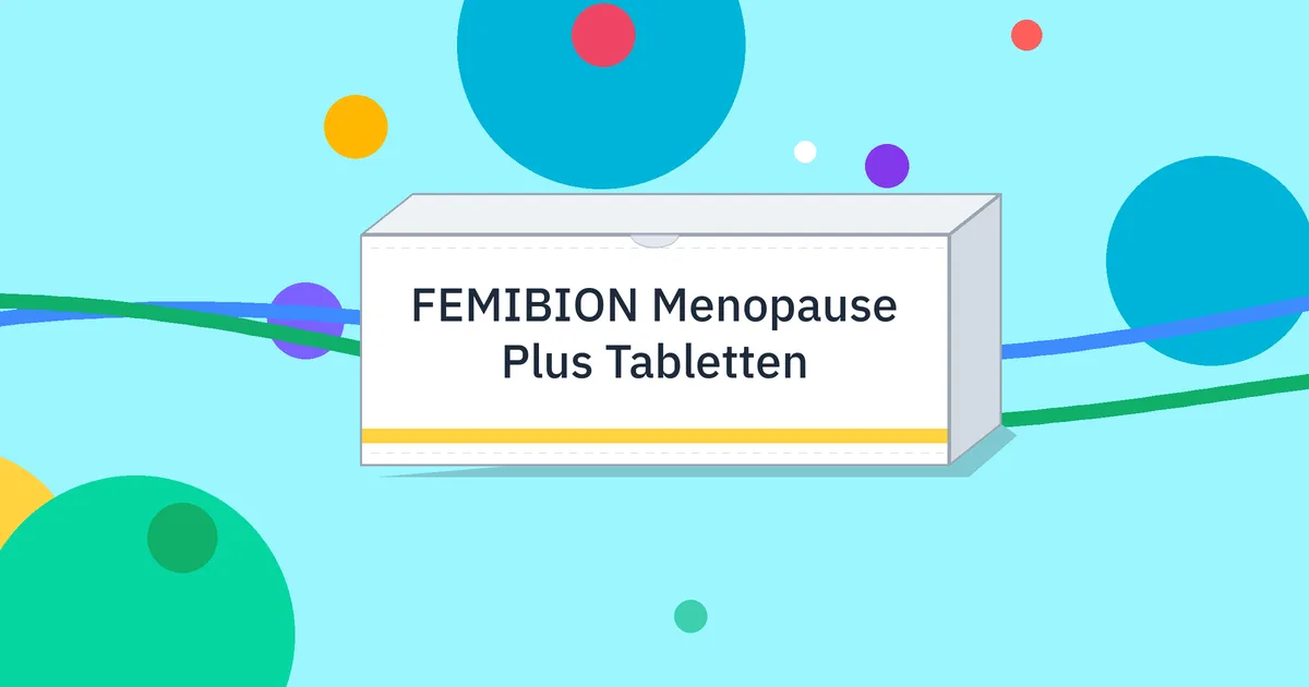 Symbolbild: Packung mit der Aufschrift FEMIBION Menopause Plus Tabletten (PZN 19150452) – Verfügbarkeit und Bezug in Apotheken in Frankfurt am Main