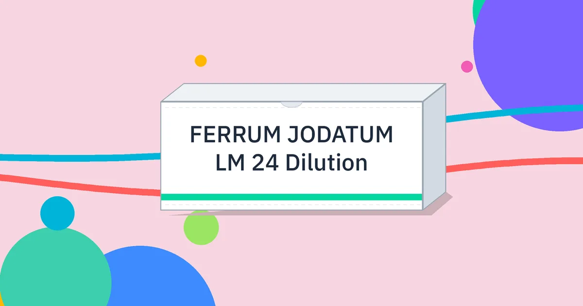 Symbolbild: Packung mit der Aufschrift FERRUM JODATUM LM 24 Dilution (PZN 12849060) – Verfügbarkeit und Bezug in Apotheken in Frankfurt am Main
