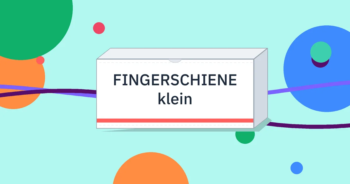 Symbolbild: Packung mit der Aufschrift FINGERSCHIENE klein (PZN 02639054) – Verfügbarkeit und Bezug in Apotheken in Frankfurt am Main