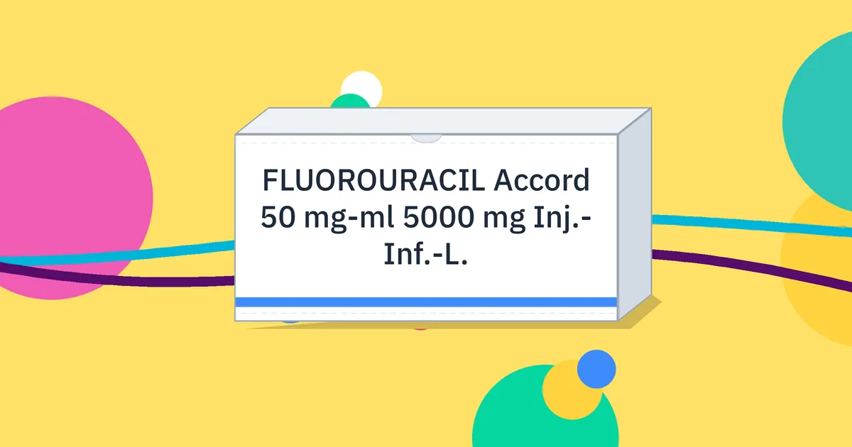 Symbolbild: Packung mit der Aufschrift FLUOROURACIL Accord 50 mg-ml 5000 mg Inj.-Inf.-L. (PZN 10309023) – Verfügbarkeit und Bezug in Apotheken in Frankfurt am Main