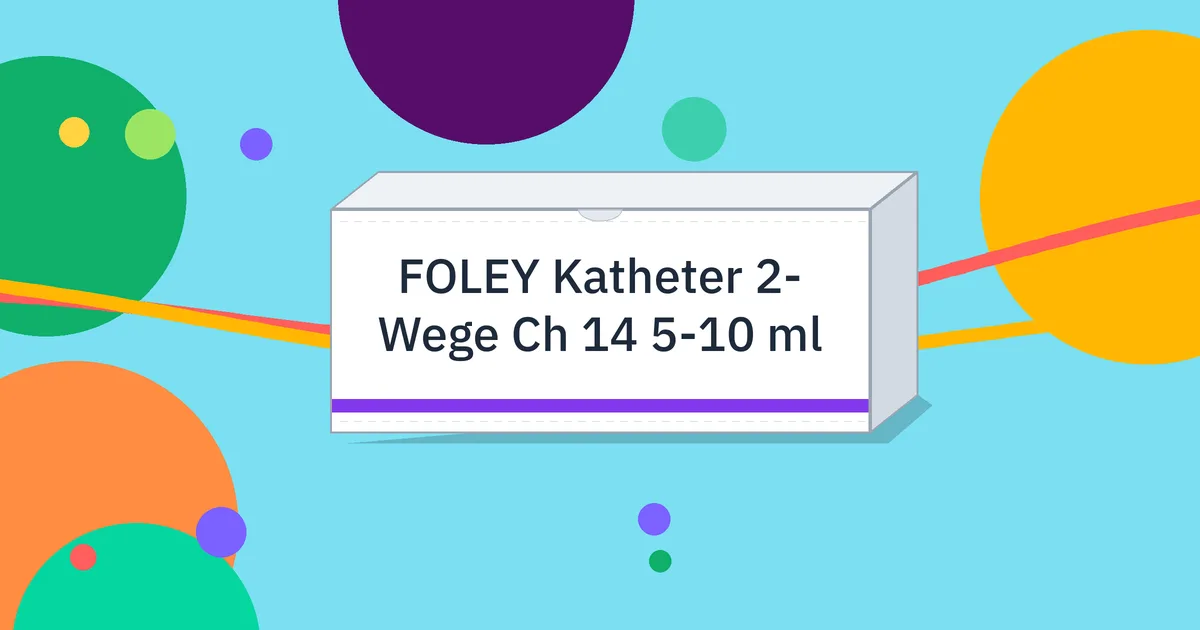 Symbolbild: Packung mit der Aufschrift FOLEY Katheter 2-Wege Ch 14 5-10 ml (PZN 17394931) – Verfügbarkeit und Bezug in Apotheken in Frankfurt am Main