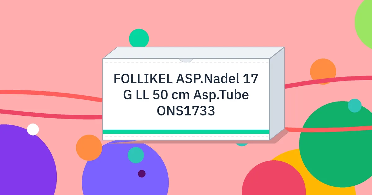 Symbolbild: Packung mit der Aufschrift FOLLIKEL ASP.Nadel 17 G LL 50 cm Asp.Tube ONS1733 (PZN 19055185) – Verfügbarkeit und Bezug in Apotheken in Frankfurt am Main