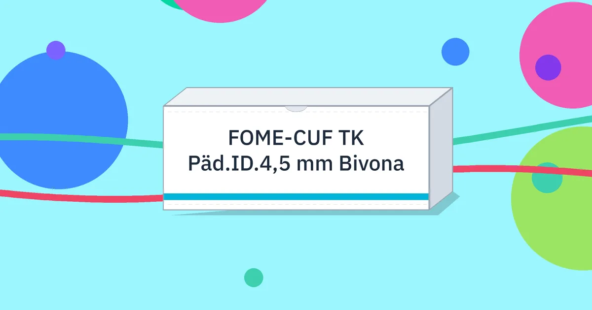 Symbolbild: Packung mit der Aufschrift FOME-CUF TK Päd.ID.4,5 mm Bivona (PZN 02255738) – Verfügbarkeit und Bezug in Apotheken in Frankfurt am Main