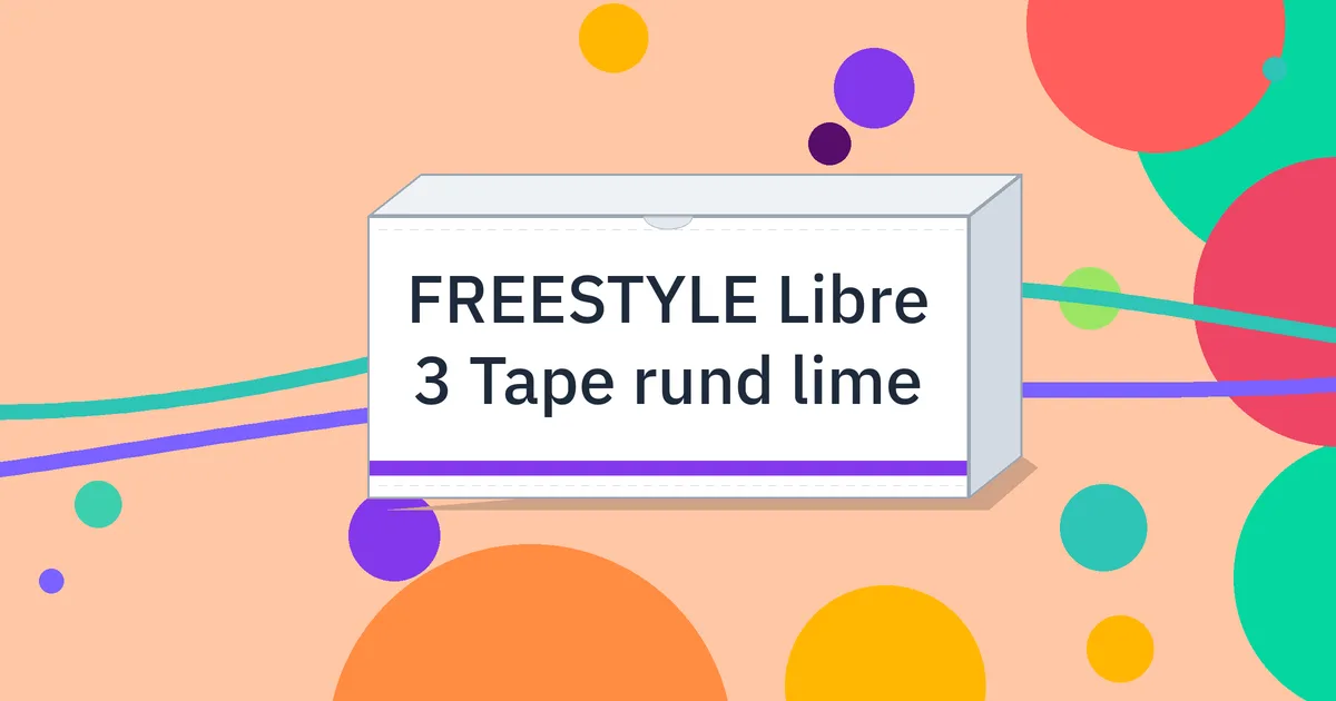 Symbolbild: Packung mit der Aufschrift FREESTYLE Libre 3 Tape rund lime (PZN 18178230) – Verfügbarkeit und Bezug in Apotheken in Frankfurt am Main