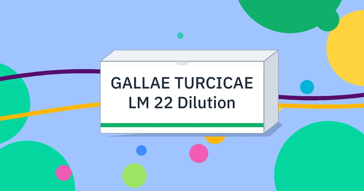 Symbolbild: Packung mit der Aufschrift GALLAE TURCICAE LM 22 Dilution (PZN 13498148) – Verfügbarkeit und Bezug in Apotheken in Frankfurt am Main