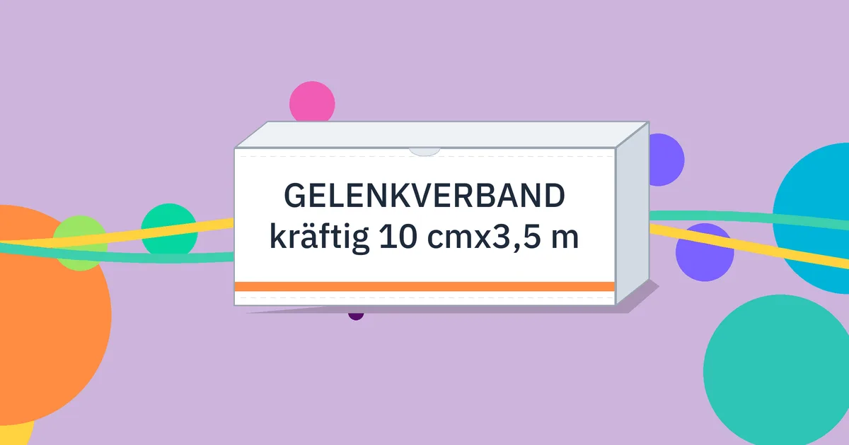 Symbolbild: Packung mit der Aufschrift GELENKVERBAND kräftig 10 cmx3,5 m (PZN 01721546) – Verfügbarkeit und Bezug in Apotheken in Frankfurt am Main