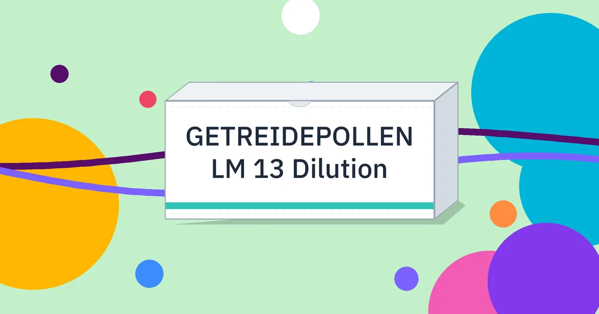 Symbolbild: Packung mit der Aufschrift GETREIDEPOLLEN LM 13 Dilution (PZN 12877642) – Verfügbarkeit und Bezug in Apotheken in Frankfurt am Main