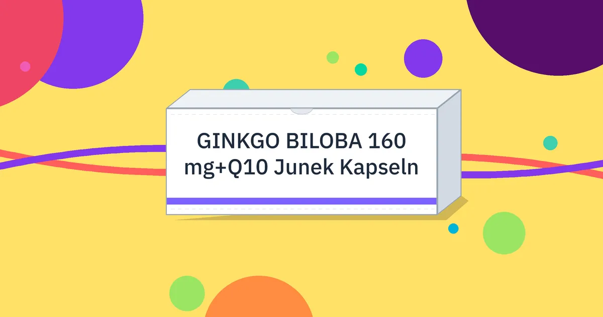 Symbolbild: Packung mit der Aufschrift GINKGO BILOBA 160 mg+Q10 Junek Kapseln (PZN 01644521) – Verfügbarkeit und Bezug in Apotheken in Frankfurt am Main
