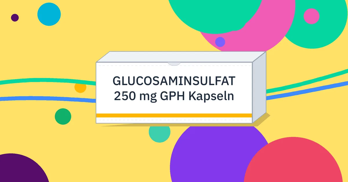 Symbolbild: Packung mit der Aufschrift GLUCOSAMINSULFAT 250 mg GPH Kapseln (PZN 09749165) – Verfügbarkeit und Bezug in Apotheken in Frankfurt am Main