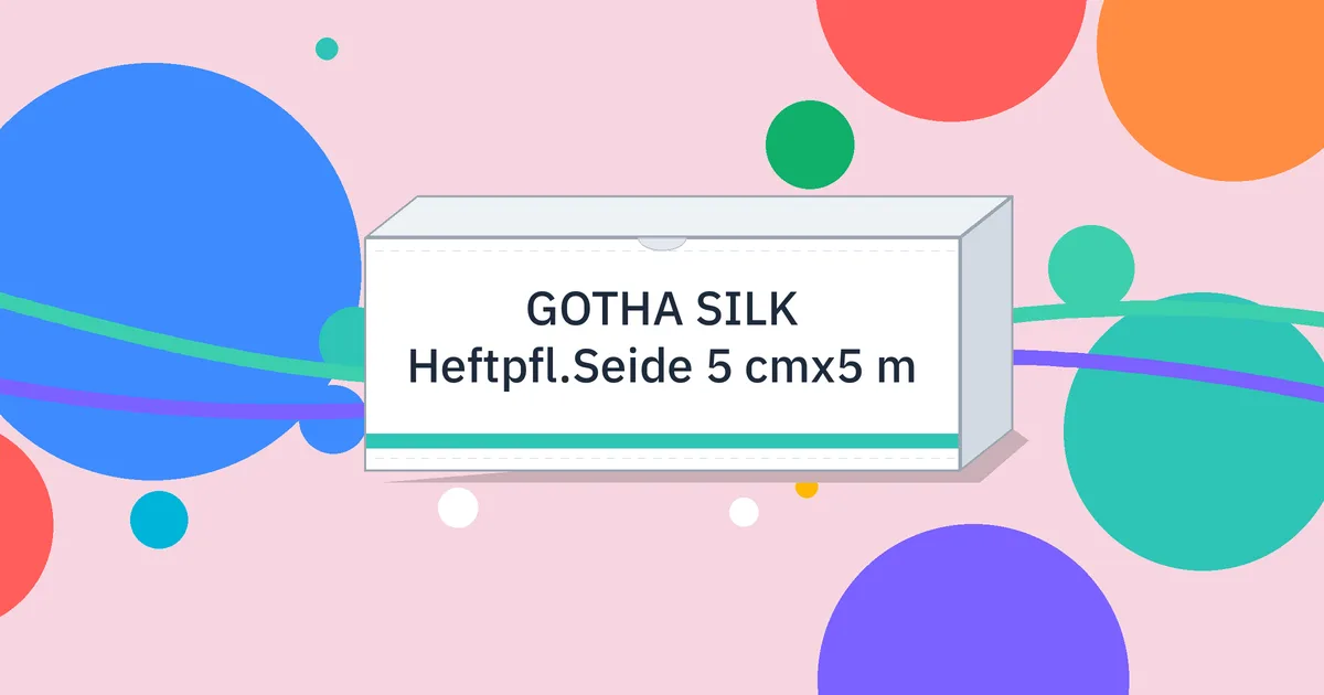 Symbolbild: Packung mit der Aufschrift GOTHA SILK Heftpfl.Seide 5 cmx5 m (PZN 06996555) – Verfügbarkeit und Bezug in Apotheken in Frankfurt am Main