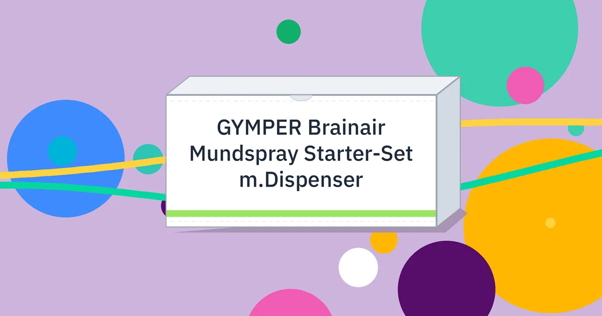 Symbolbild: Packung mit der Aufschrift GYMPER Brainair Mundspray Starter-Set m.Dispenser (PZN 16499510) – Verfügbarkeit und Bezug in Apotheken in Frankfurt am Main