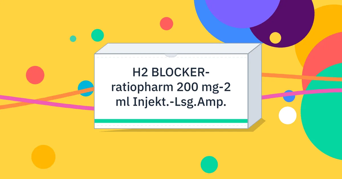 Symbolbild: Packung mit der Aufschrift H2 BLOCKER-ratiopharm 200 mg-2 ml Injekt.-Lsg.Amp. (PZN 04109633) – Verfügbarkeit und Bezug in Apotheken in Frankfurt am Main