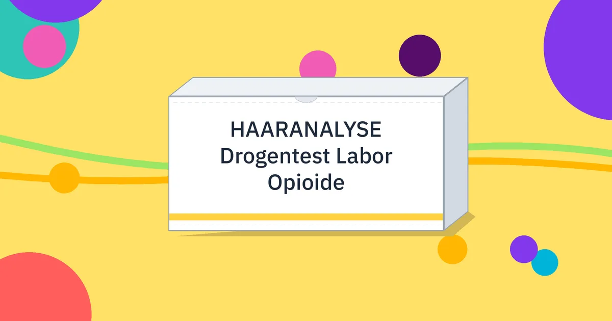 Symbolbild: Packung mit der Aufschrift HAARANALYSE Drogentest Labor Opioide (PZN 18802970) – Verfügbarkeit und Bezug in Apotheken in Frankfurt am Main