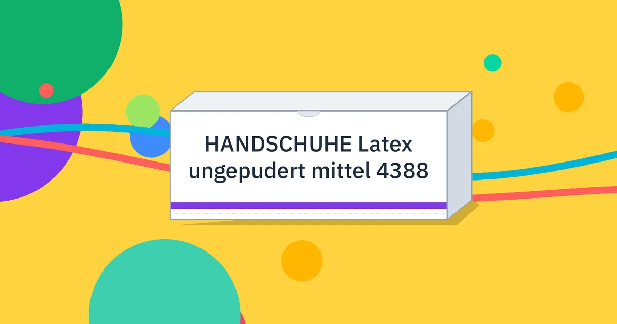 Symbolbild: Packung mit der Aufschrift HANDSCHUHE Latex ungepudert mittel 4388 (PZN 00623801) – Verfügbarkeit und Bezug in Apotheken in Frankfurt am Main