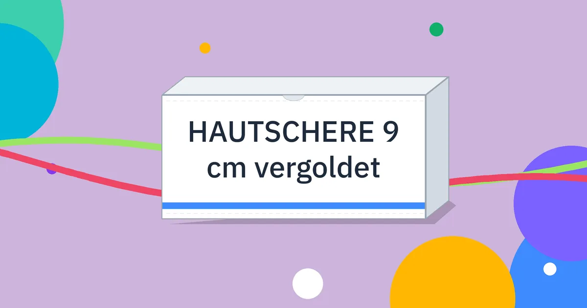 Symbolbild: Packung mit der Aufschrift HAUTSCHERE 9 cm vergoldet (PZN 18106710) – Verfügbarkeit und Bezug in Apotheken in Frankfurt am Main
