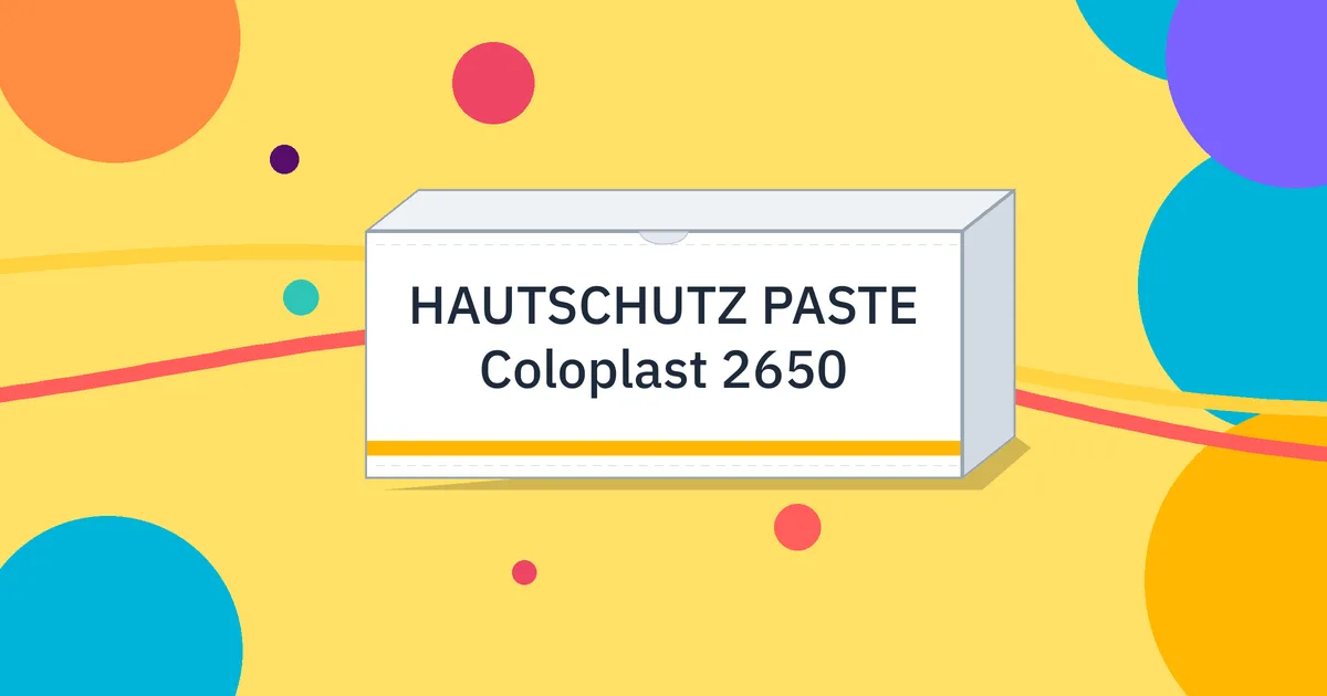 Symbolbild: Packung mit der Aufschrift HAUTSCHUTZ PASTE Coloplast 2650 (PZN 09619586) – Verfügbarkeit und Bezug in Apotheken in Frankfurt am Main