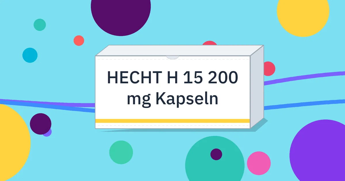 Symbolbild: Packung mit der Aufschrift HECHT H 15 200 mg Kapseln (PZN 09528470) – Verfügbarkeit und Bezug in Apotheken in Frankfurt am Main