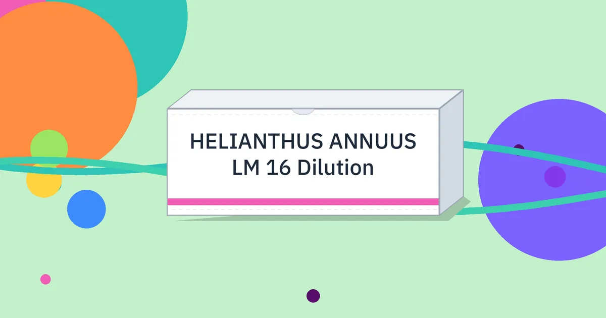Symbolbild: Packung mit der Aufschrift HELIANTHUS ANNUUS LM 16 Dilution (PZN 12885854) – Verfügbarkeit und Bezug in Apotheken in Frankfurt am Main