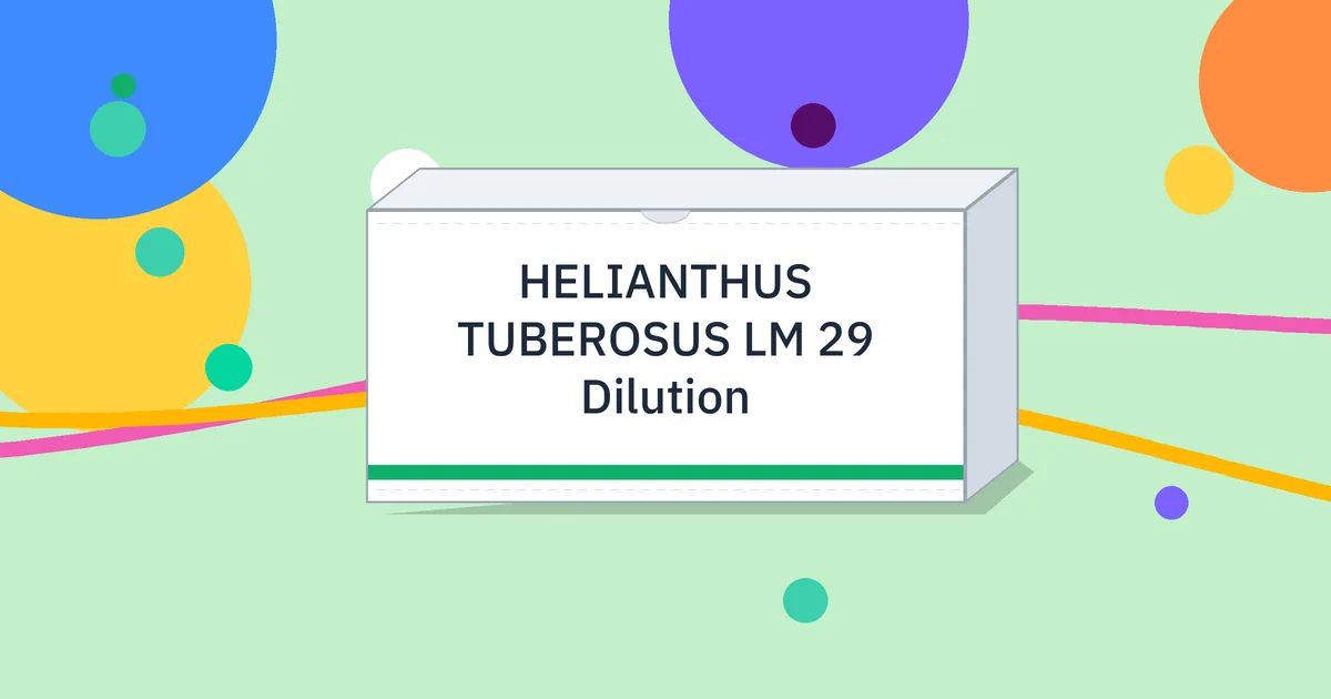 Symbolbild: Packung mit der Aufschrift HELIANTHUS TUBEROSUS LM 29 Dilution (PZN 13551836) – Verfügbarkeit und Bezug in Apotheken in Frankfurt am Main