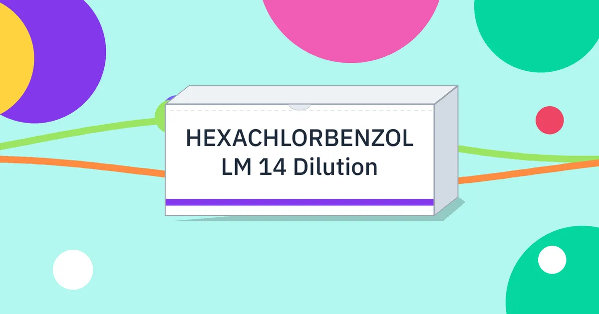 Symbolbild: Packung mit der Aufschrift HEXACHLORBENZOL LM 14 Dilution (PZN 12888829) – Verfügbarkeit und Bezug in Apotheken in Frankfurt am Main