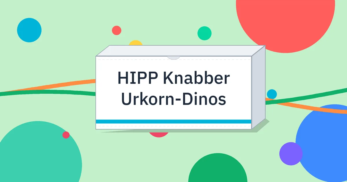 Symbolbild: Packung mit der Aufschrift HIPP Knabber Urkorn-Dinos (PZN 15997341) – Verfügbarkeit und Bezug in Apotheken in Frankfurt am Main