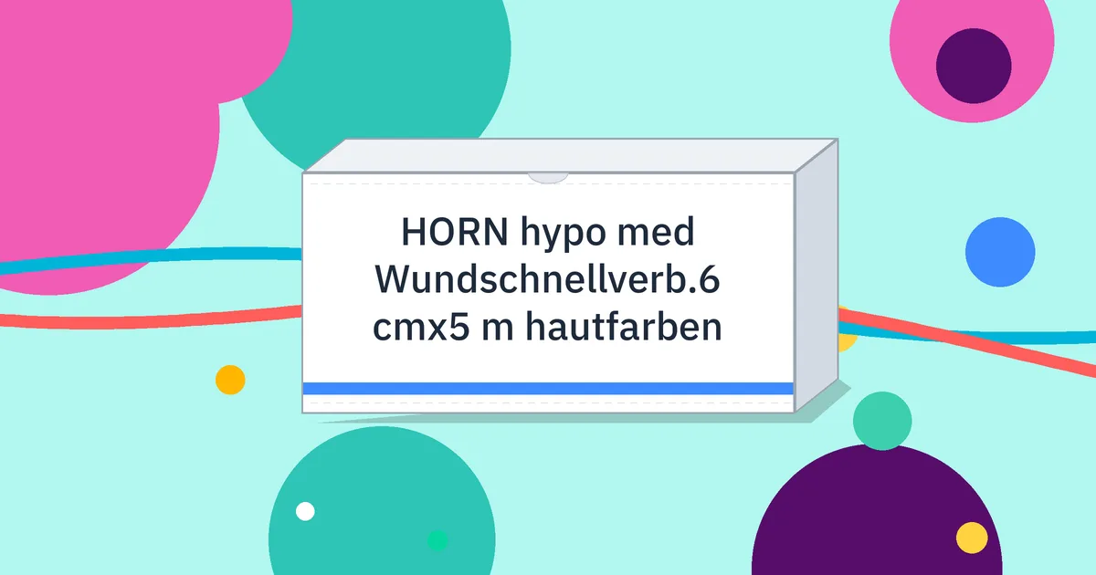 Symbolbild: Packung mit der Aufschrift HORN hypo med Wundschnellverb.6 cmx5 m hautfarben (PZN 04011561) – Verfügbarkeit und Bezug in Apotheken in Frankfurt am Main