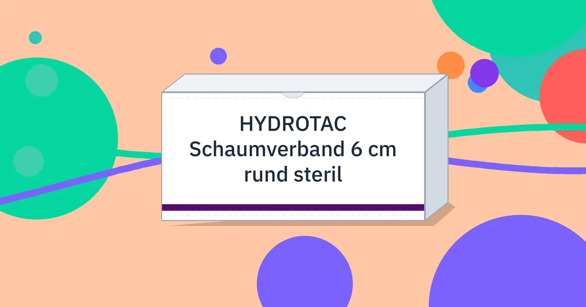 Symbolbild: Packung mit der Aufschrift HYDROTAC Schaumverband 6 cm rund steril (PZN 19479703) – Verfügbarkeit und Bezug in Apotheken in Frankfurt am Main