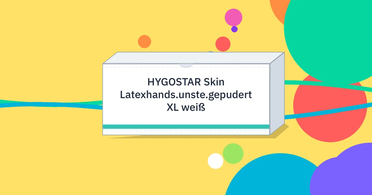 Symbolbild: Packung mit der Aufschrift HYGOSTAR Skin Latexhands.unste.gepudert XL weiß (PZN 20774063) – Verfügbarkeit und Bezug in Apotheken in Frankfurt am Main
