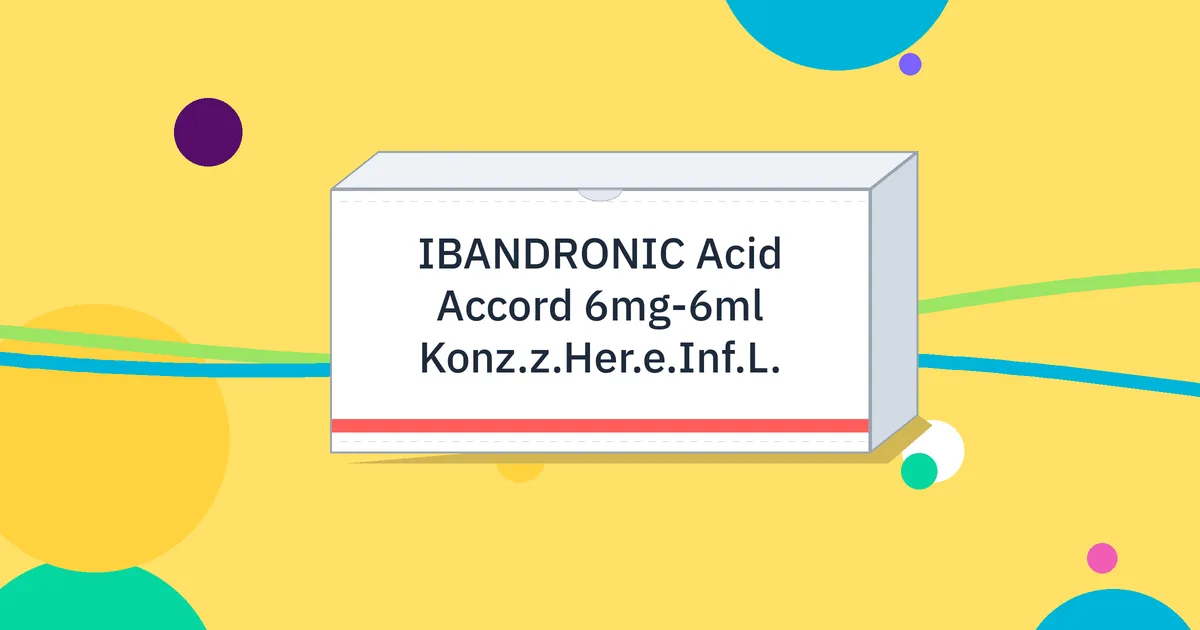 Symbolbild: Packung mit der Aufschrift IBANDRONIC Acid Accord 6mg-6ml Konz.z.Her.e.Inf.L. (PZN 16616938) – Verfügbarkeit und Bezug in Apotheken in Frankfurt am Main