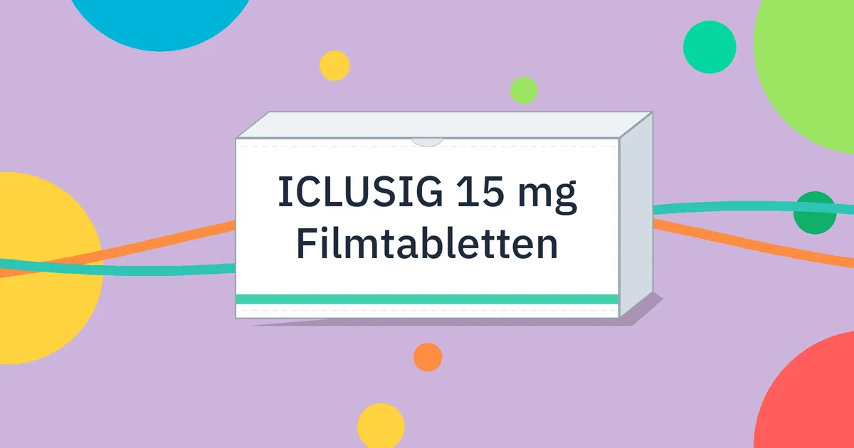Symbolbild: Packung mit der Aufschrift ICLUSIG 15 mg Filmtabletten (PZN 20288865) – Verfügbarkeit und Bezug in Apotheken in Frankfurt am Main