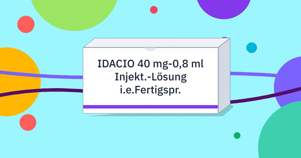 Symbolbild: Packung mit der Aufschrift IDACIO 40 mg-0,8 ml Injekt.-Lösung i.e.Fertigspr. (PZN 18454894) – Verfügbarkeit und Bezug in Apotheken in Frankfurt am Main