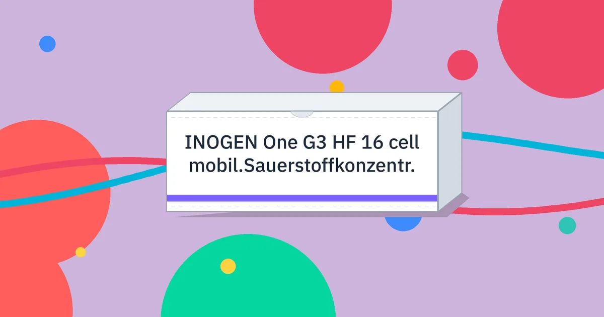 Symbolbild: Packung mit der Aufschrift INOGEN One G3 HF 16 cell mobil.Sauerstoffkonzentr. (PZN 12151661) – Verfügbarkeit und Bezug in Apotheken in Frankfurt am Main