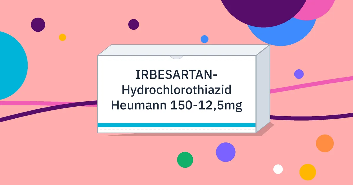 Symbolbild: Packung mit der Aufschrift IRBESARTAN-Hydrochlorothiazid Heumann 150-12,5mg (PZN 19129736) – Verfügbarkeit und Bezug in Apotheken in Frankfurt am Main