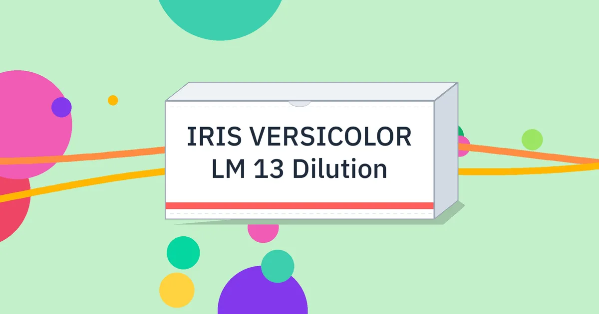 Symbolbild: Packung mit der Aufschrift IRIS VERSICOLOR LM 13 Dilution (PZN 12914828) – Verfügbarkeit und Bezug in Apotheken in Frankfurt am Main